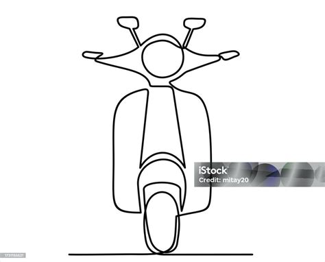 스쿠터 모터 자전거 오토바이 정면 오토바이의 연속 선 그리기 거리에 대한 스톡 벡터 아트 및 기타 이미지 거리 귀여운 도로 Istock