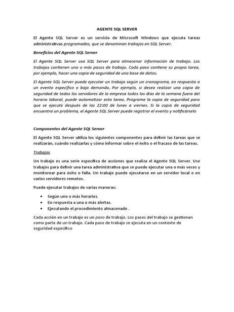 agente sql server pdf servidor sql de microsoft servidor