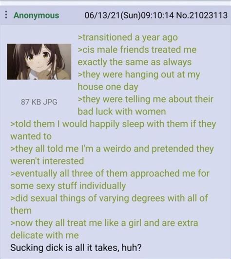 Anonymous No 21023113 Transitioned A Year Ago Cis Male Friends Treated Me Exactly The Same As