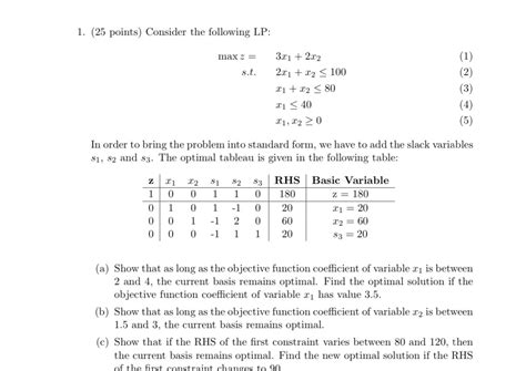 solved 25 ﻿points ﻿consider the following lp maxz 3x1 2x2