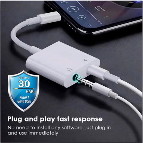 Jual ADAPTER KABEL AUDIO CONVERTER LIGHTNING 2 IN 1 MH030 CONNET POP WINDOW BISA TELEPON DAN