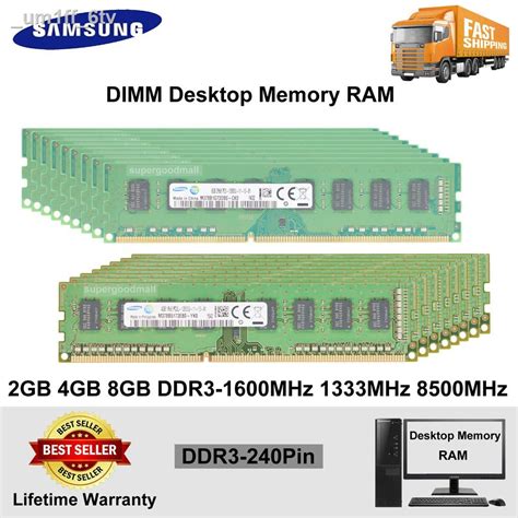 Samsung 2g 4gb 8gb Pc3 12800u 10600u 8500u Ddr3 1333mhz 1600mhz 1066mhz 240pin Dimm Desktop