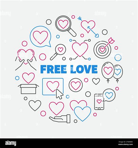 Free Love Vector Round Concept Illustration In Thin Line Style Stock