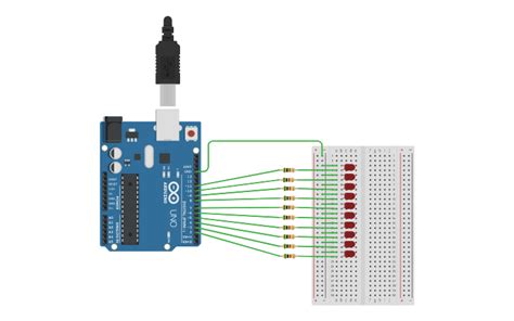 Circuit Design 10 Led Blinking Array Tinkercad