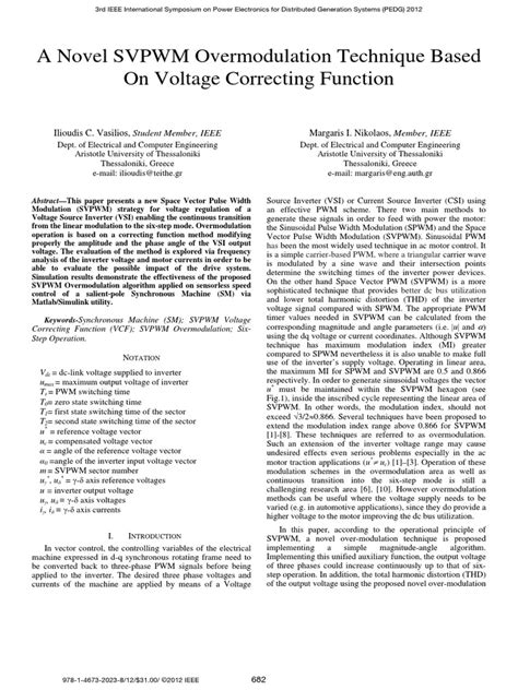 A Novel Svpwm Overmodulation Technique Based On Voltage Correcting