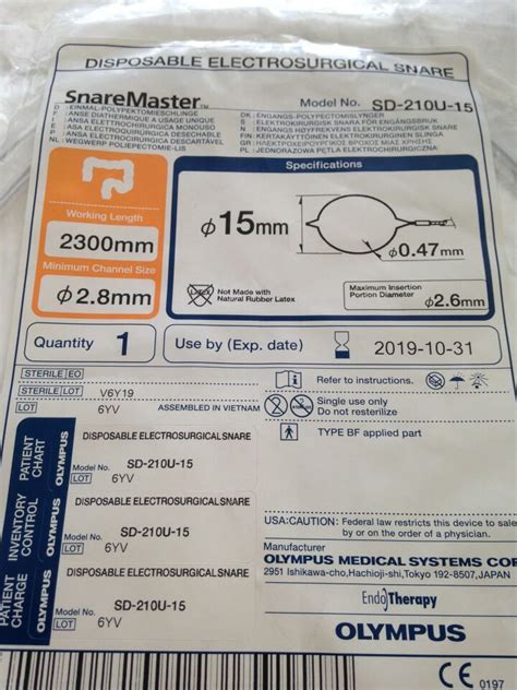 New Olympus Sd 210u 15 Snaremaster Disposable Electrosurgical Snare