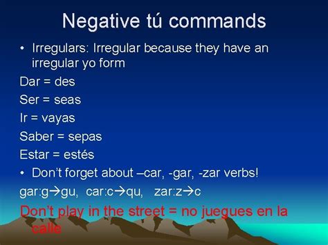Commands Spanish Iii Chapter 3 Affirmative T Commands