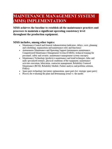 maintenance management system pdf reliability engineering