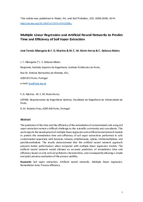 Pdf Multiple Linear Regression And Artificial Neural Networks Based On Principal Components To