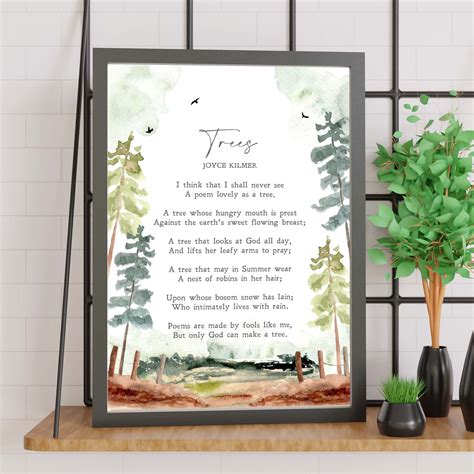 Trees Joyce Kilmer Poem Nature Art Inspiration Etsy