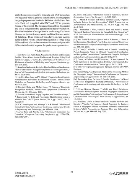 Bimodal Biometric System Using Multiple Transformation Features Of Fingerprint And Iris Pdf