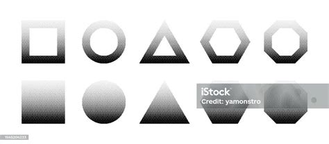 Basic Geometric Shapes With Bitmap Linear Gradient Vector Set Isolated