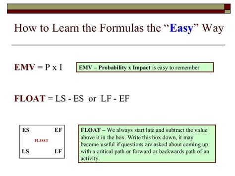 Learning Pmp Formulas The Easy Way