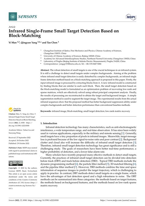 pdf infrared single frame small target detection based on block matching