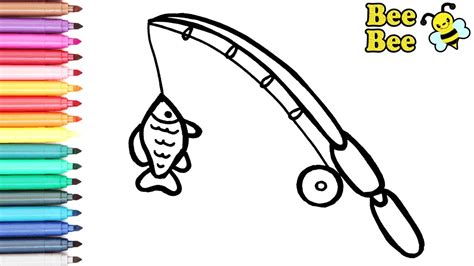 Раскраска для детей УДОЧКА Как нарисовать УДОЧКУ Мультик раскраска УЧИМ ЦВЕТА Youtube