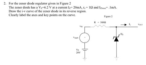 2 For The Zener Diode Regulator Given In Figure 2 The Zener Diode Has A Vz 6 2 V At A Current