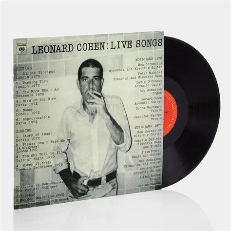 Leonard Cohen Live Songs Lp Vinyl Record