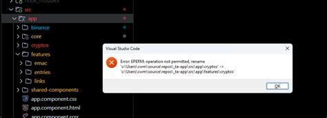 Windows Vs Code Error Eperm Operation Not Permitted Stack Overflow