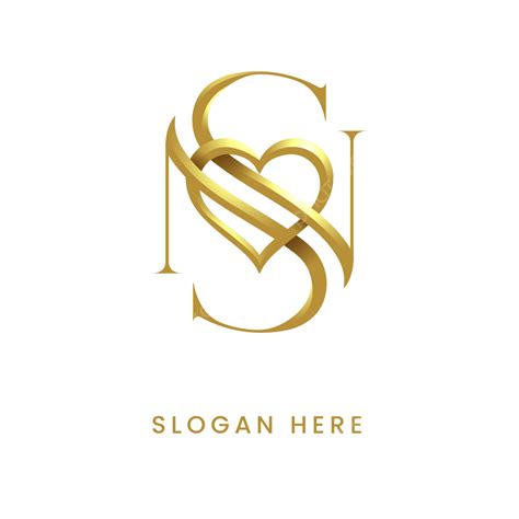 Luxury Letter N S Monogram Serif With Love Logo Design