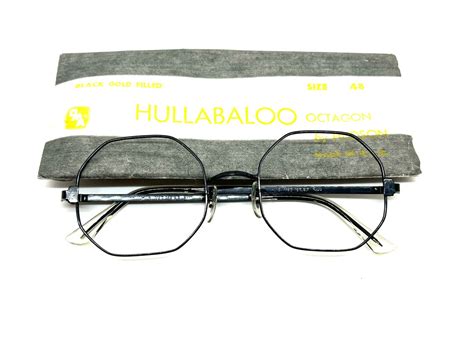Unused 60s Black Octagon Metal Eyeglass Frames New Old Stock Metal