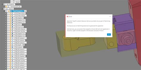 Suspected Bug Cant Clear Error Warning For Toolpath Generation I Have To Force Quit Fusion
