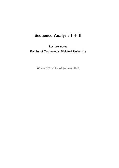 pdf sequence analysis i iiprofs scienze univr it ~liptak albioinfo