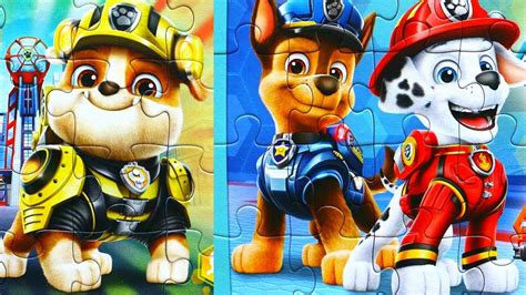 Пазлы Щенячий патруль Гонщик Крепыш и Маршалл собираем разные пазлы для детей Paw Patrol Youtube