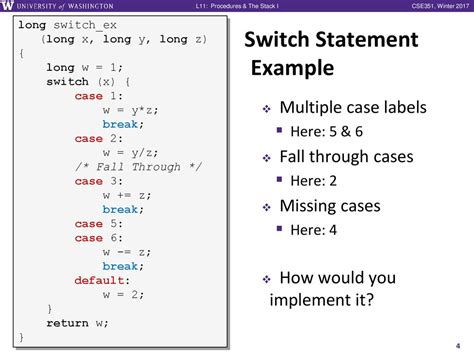 Switch And Procedures And The Stack I Cse 351 Winter Ppt Download