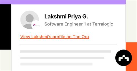Lakshmi Priya G Software Engineer 1 At Terralogic The Org