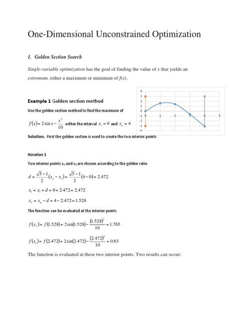 One Dimensional Unconstrained Optimization Example 1 Golden Section Method Pdf Computer