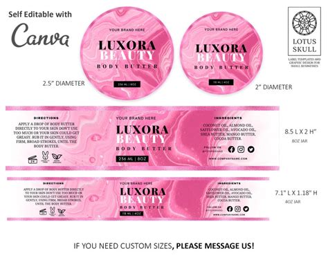 Editable Pink Abstract Skincare Label Template Body Etsy