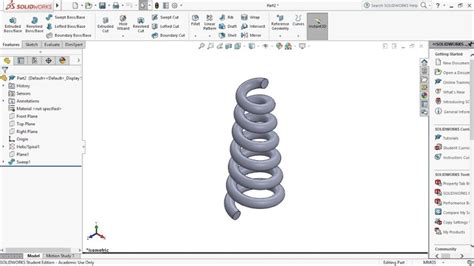 tutorial solidworks belajar desain 3d 6 tepered spring