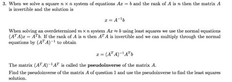 Solved Use Least Squares To Fit A Line Y X 1 X 2 T To Chegg Com