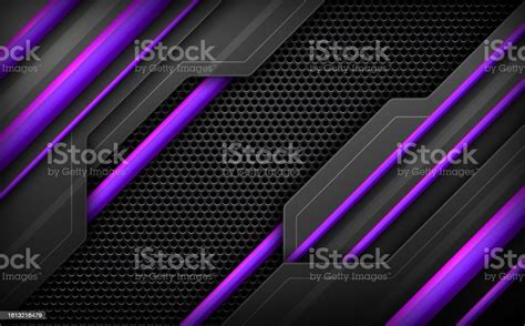추상 어두운 기술 검정색과 보라색 게임 배경 배너 게이머와 스트리머를 위한 미래 지향적인 금속 메쉬 배경 추상적인 배경에 대한 스톡 벡터 아트 및 기타 이미지 Istock
