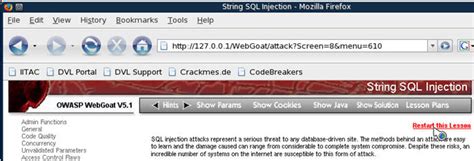 Damn Vulnerable Linux Dvl Webgoat Sql Injection