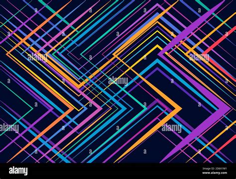 Modern Vivid Vibrant Geometric Structure Network Chaotic Jumble Of Straight Angular
