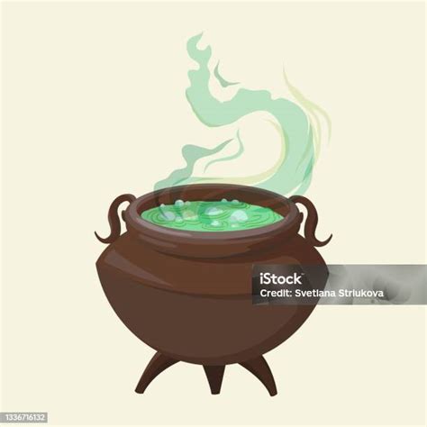 끓는 물약의 마녀의 가마솥 배경에 격리 된 손으로 그린 벡터 그림입니다 가마솥에 대한 스톡 벡터 아트 및 기타 이미지 가마솥 가을 공포 무서움 Istock