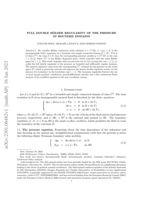PDF Full Double H Older Regularity Of The Pressure In Bounded Domains