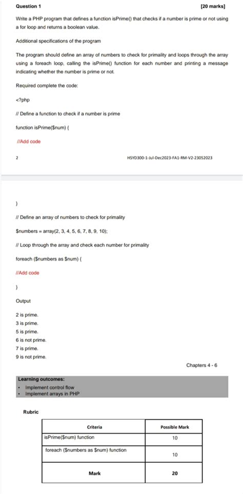 Solved Question 1 20 Marks Write A Php Program That