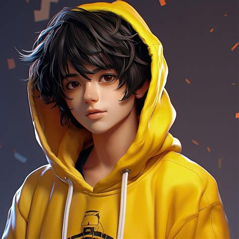 Premium Photo Cute And Handsome Anime Boy Wear Yellow Hoodie