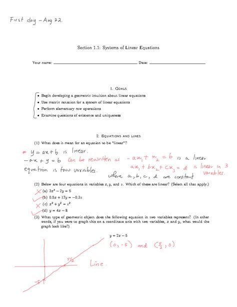 All Chapter 1 Linear Notes Ch 1 Section 1 Systems Of Linear