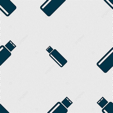 Geometric Seamless Background With Usb Sign Icon And Flash Drive Stick