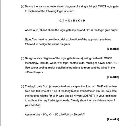 Solved A Devise The Transistor Level Circuit Diagram Of A Chegg