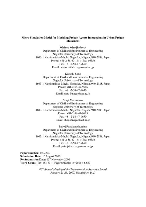 Pdf Micro Simulation Model For Modeling Freight Agents Interactions In Urban Freight Movement