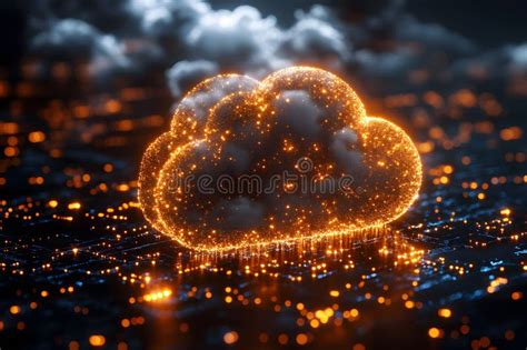 Futuristic Cloud Computing Network With Illuminated Data Connections For Tech Innovation