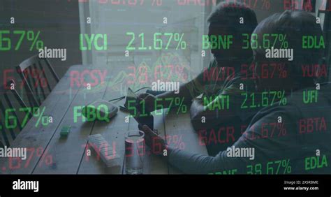 Image Of Financial Data Processing Over Delivery Man And Van Stock