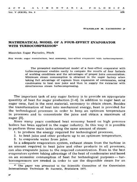 Mathematical Model Of A Four Effect Pdf