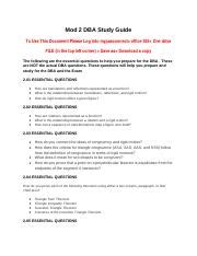 Study Guide Essential Questions For DBA And Exam Preparation In Course Hero