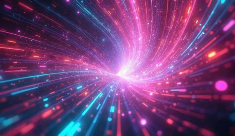 A Dynamic Swirling Vortex Of Colorful Streaks And Particles Generated Stock Illustration