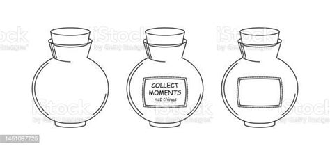 메이슨 항아리 물건이 아닌 순간을 수집하십시오 통조림 용 코르크가있는 둥근 항아리 빈 레이블이 있는 빈 항아리입니다 흰색 배경에 벡터 그림 0명에 대한 스톡 벡터 아트 및